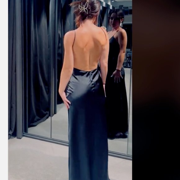 Zara | Dresses | Zara Satin Effect Backless Gown Dress | Poshmark